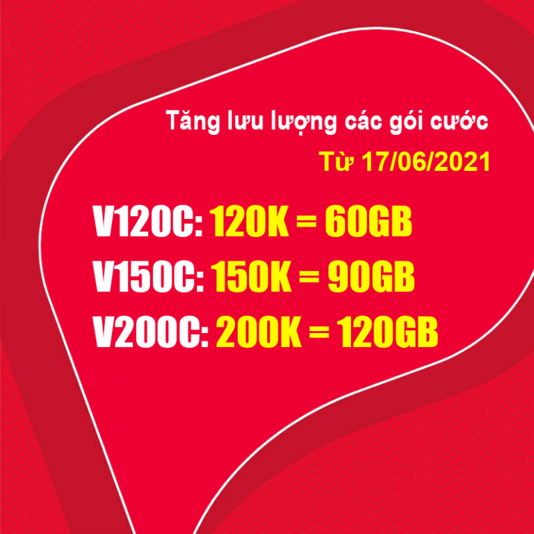 Từ 17/06/2021, Viettel điều chỉnh lưu lượng gói V120C, V150C, V200C